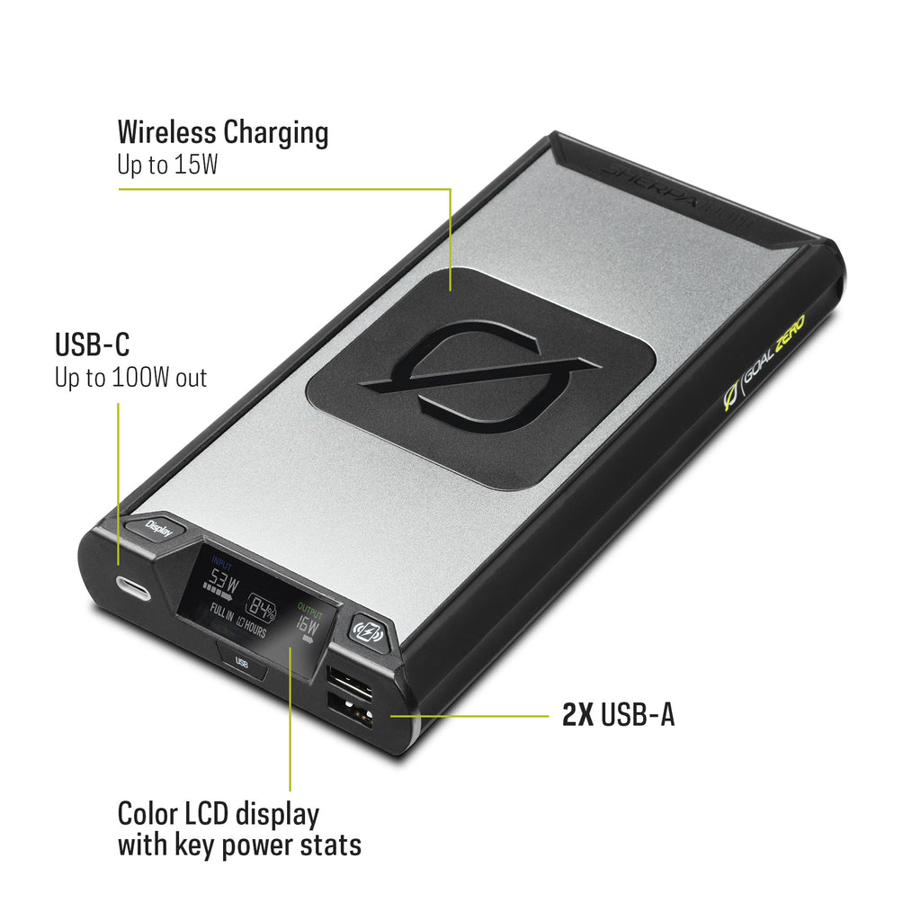 New Sherpa 100PD Wireless Charging Power Bank 6400mAh | Goal Zero